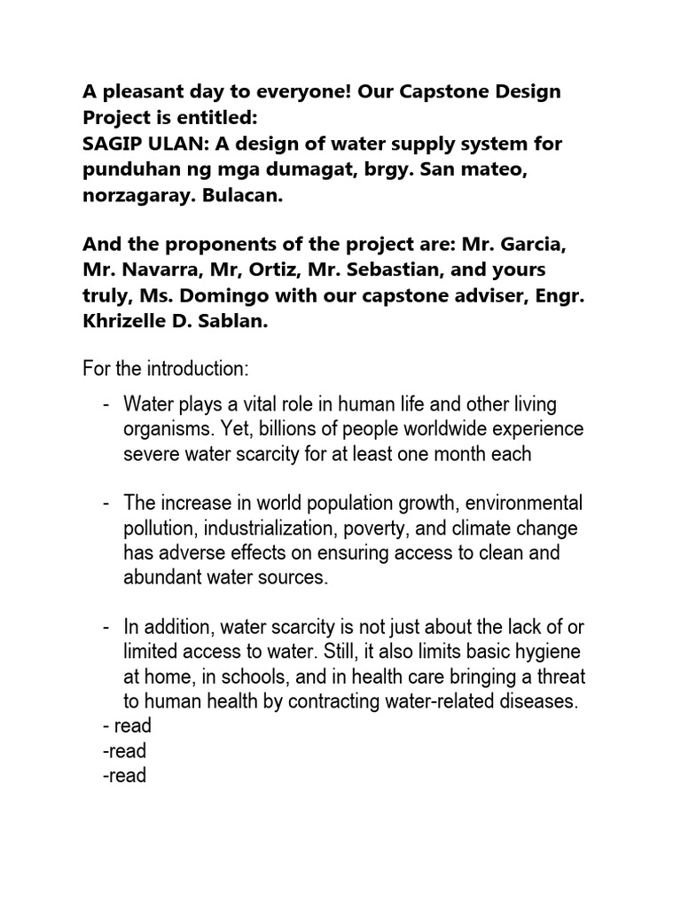Water Supply System Design for Dumagat | PDF