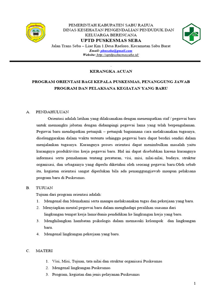 1.3.5 kAK Orientasi Kepegawaian Baru | PDF