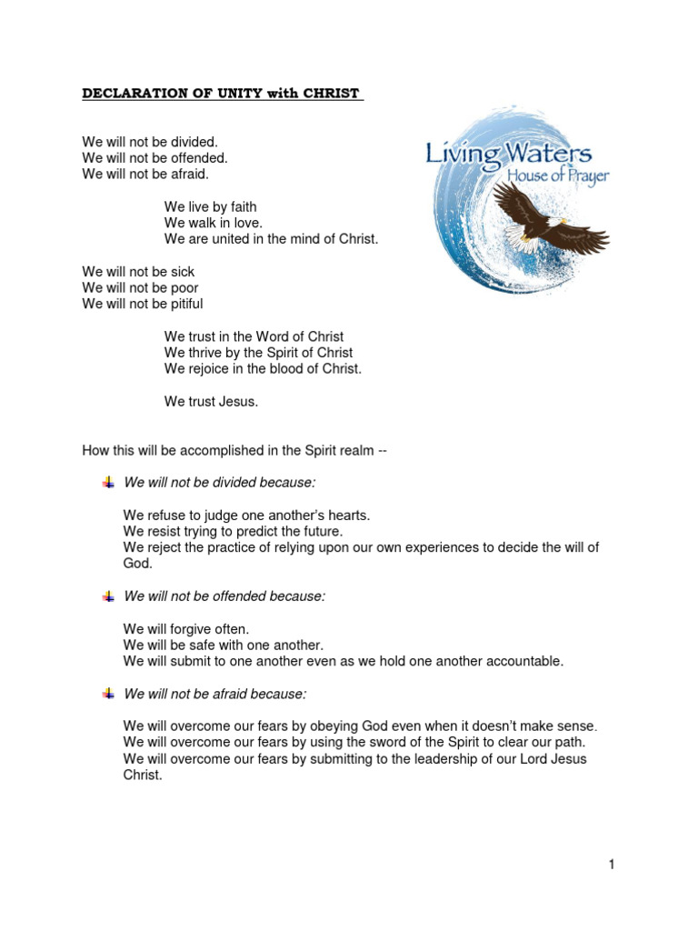 DECLARATION OF UNITY With CHRIST | PDF