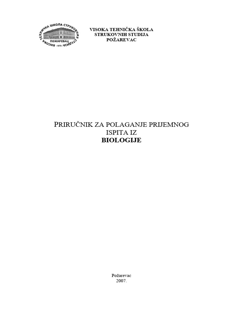 Prijemni Biologija 2007 | PDF