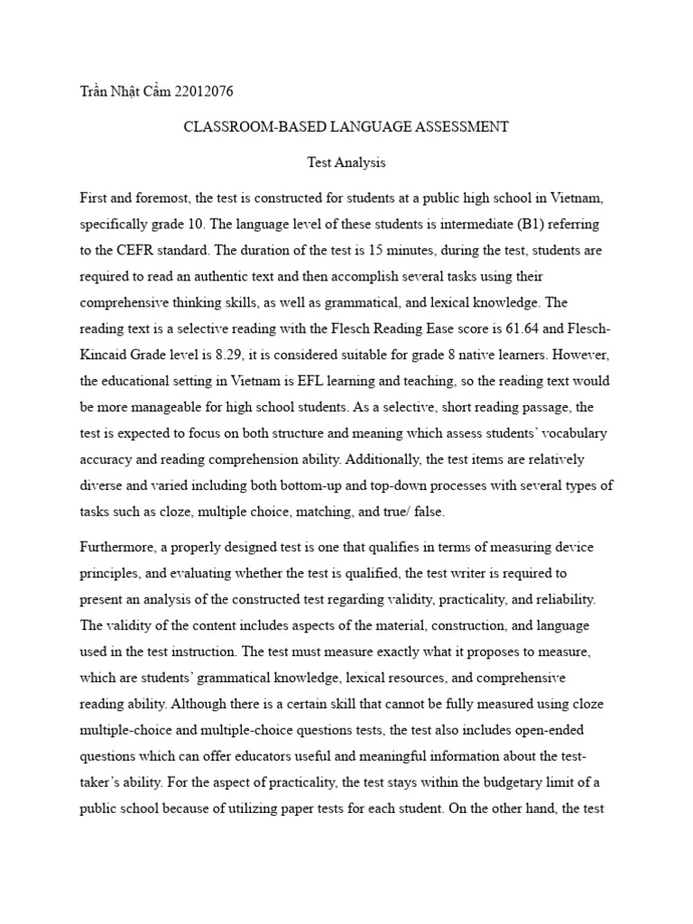 Classroom-Based Assessment Midterm | PDF