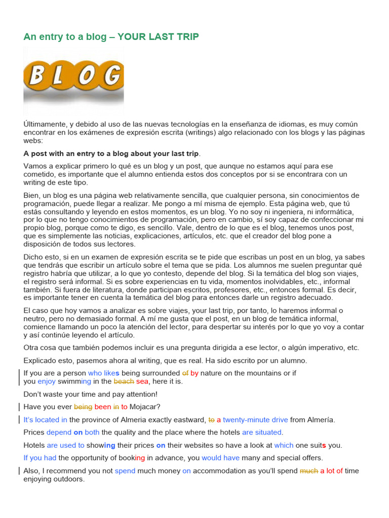 Cómo escribir un blog sobre viajes | PDF | Blog