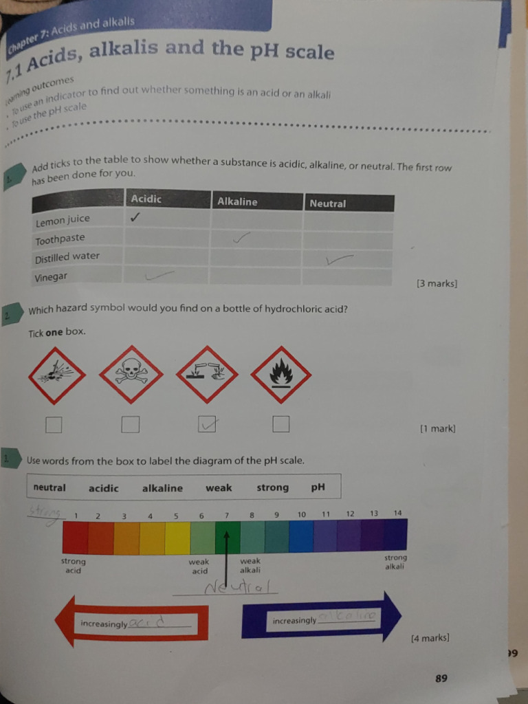 Acids and Alkalis Workbook Pages 89 To 97 | PDF | Chemical Substances | Physical Sciences