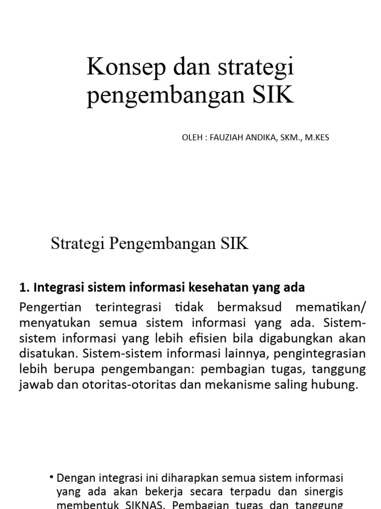 Konsep Dan Strategi Pengembangan SIK | PDF