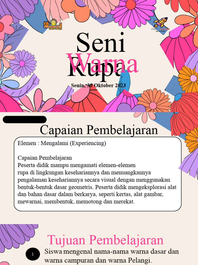 Bahan Ajar Seni Rupa Kelas 1 Semester 1 - Week 12 - 30 Oktober - TH 2023 | PDF | Seni