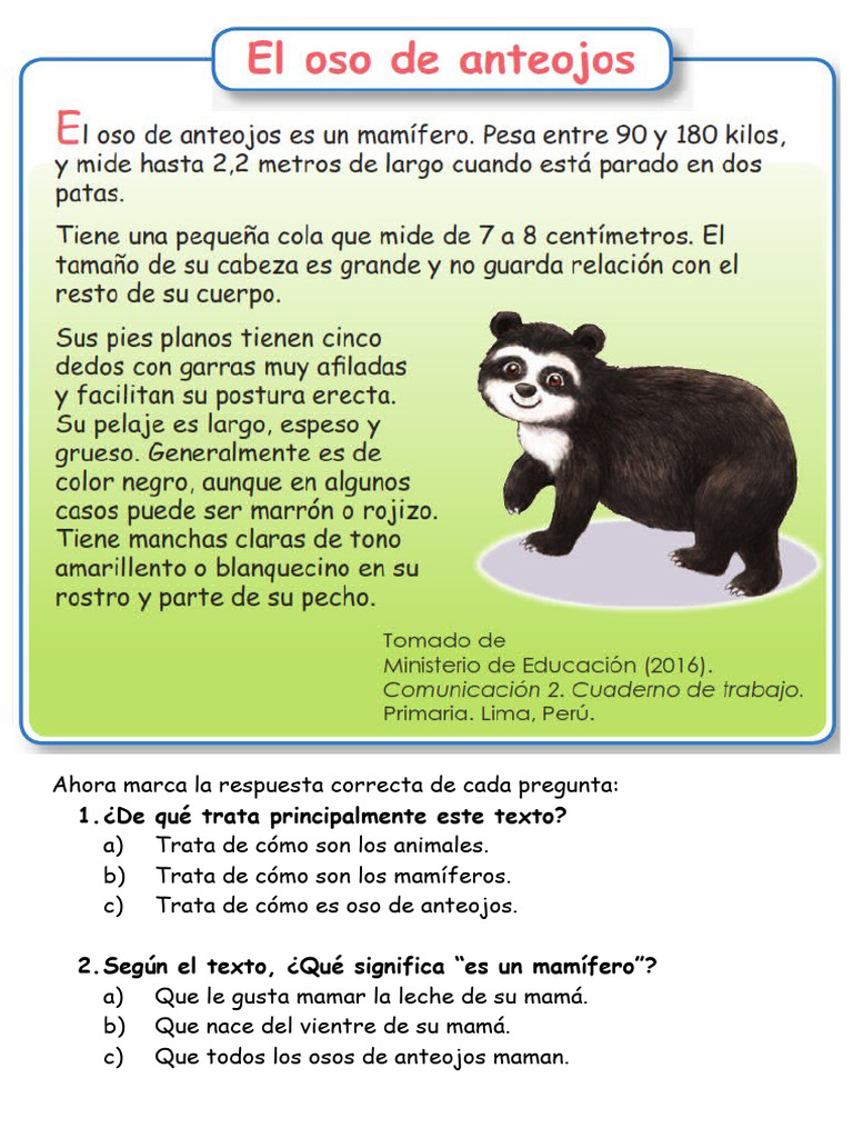 Descripciones de animales para niños | PDF | Osos | Organismos