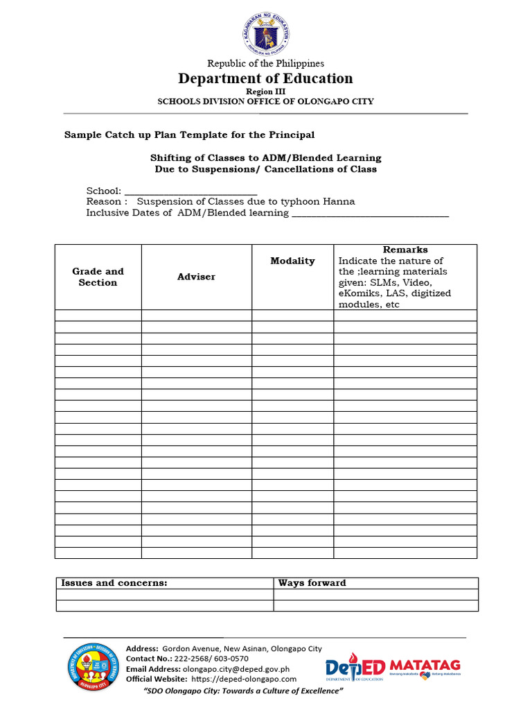 Sample Template For The Catch Uplan | PDF | Computing
