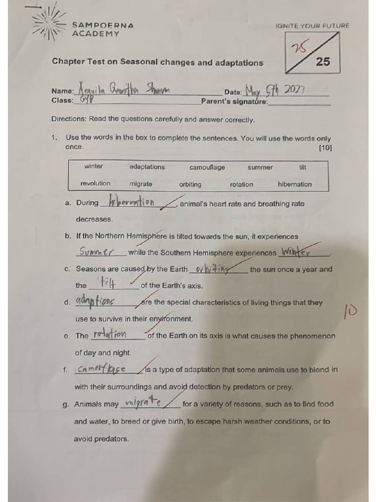 Nala - Science School Test | PDF