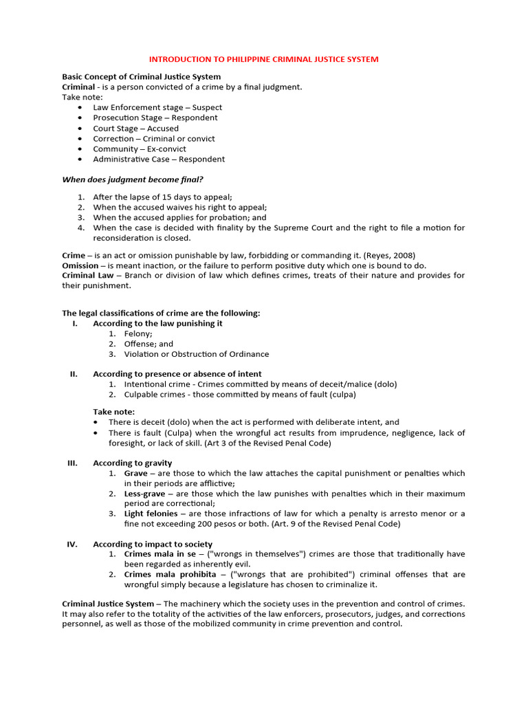Introduction To Philippine Criminal Justice System | PDF | Prosecutor ...