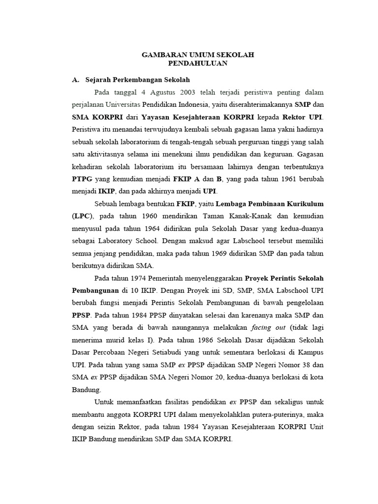 Sejarah dan Profil SMA Laboratorium UPI | PDF