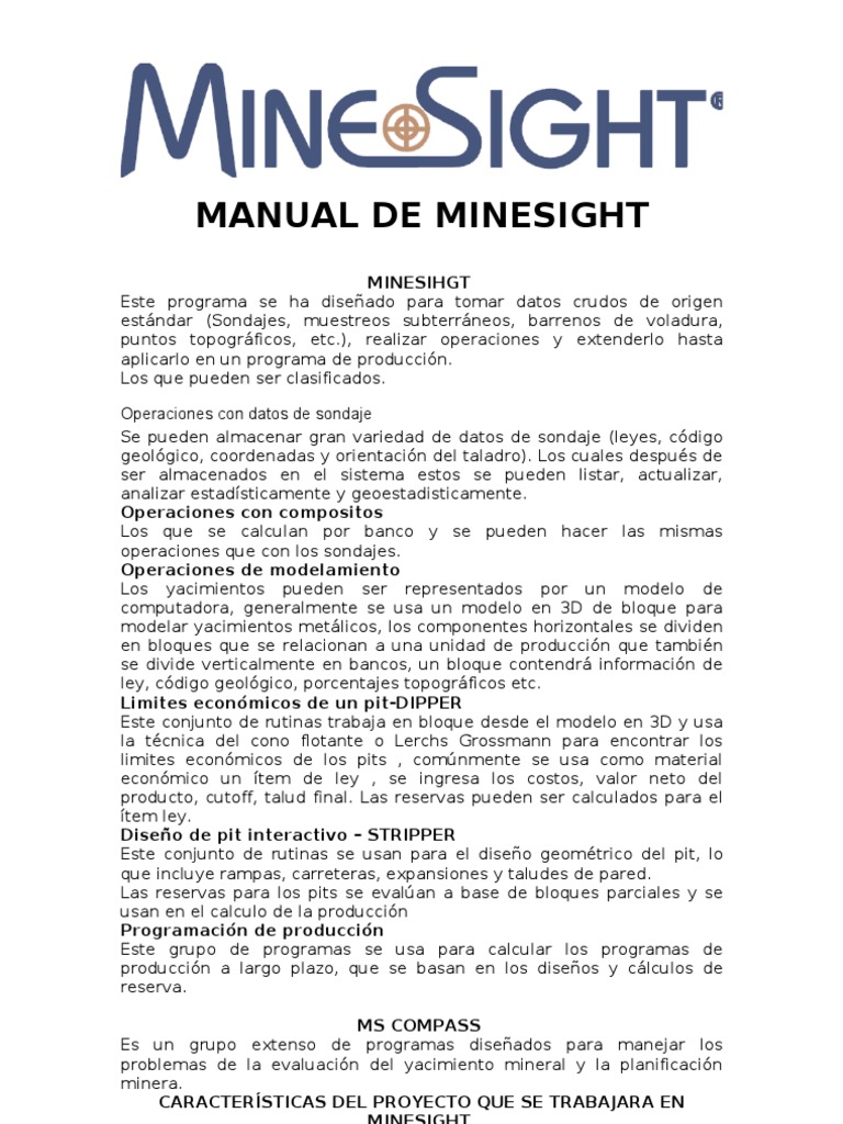 Manual Minesight | PDF | Archivo de computadora | Minería