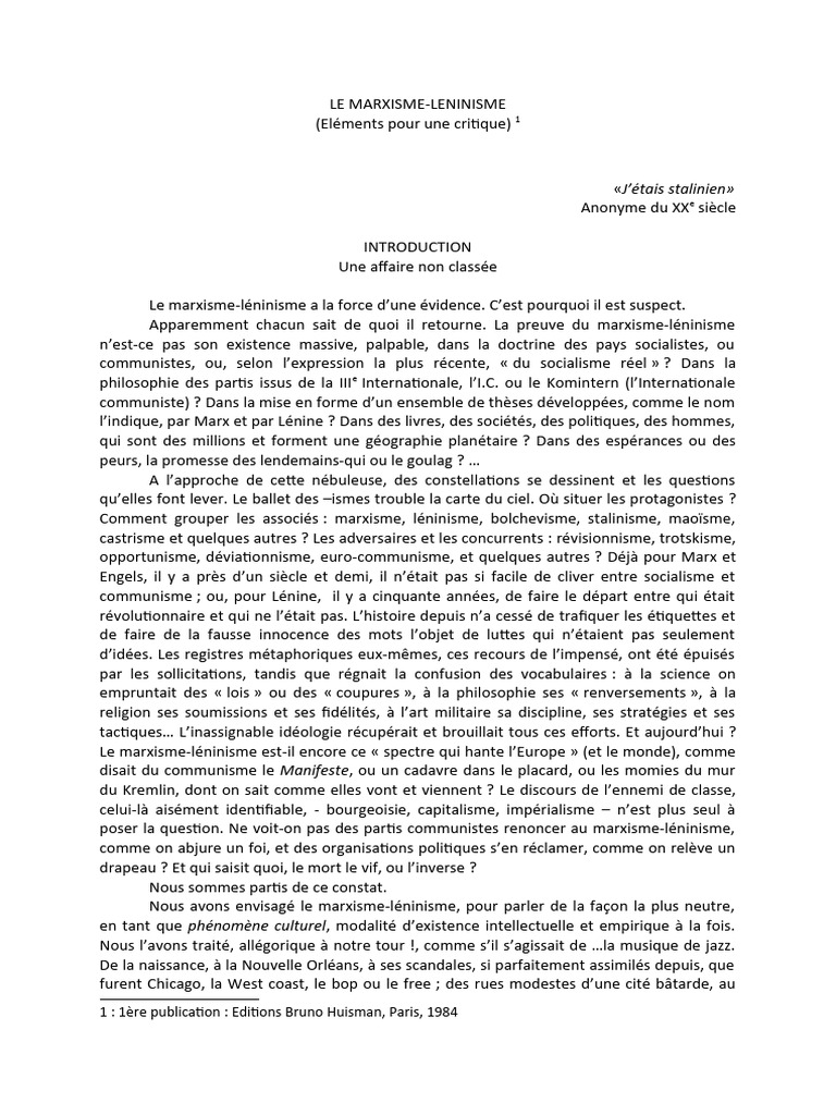 Le Marxisme Leninisme | PDF | Philosophie