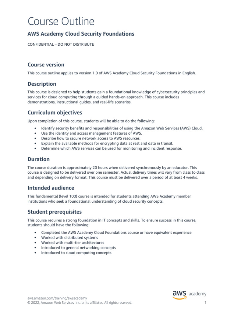 AWS Academy Cloud Security Foundations | PDF