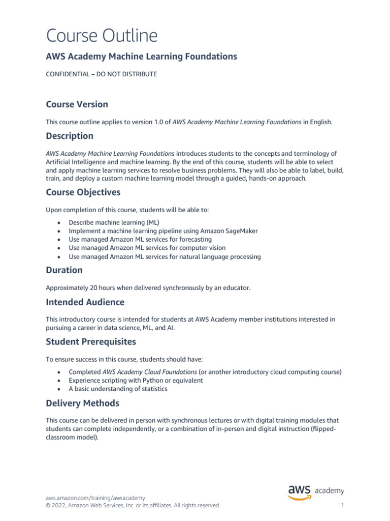 AWS Academy Machine Learning Foundations | PDF | Machine Learning | Amazon Web Services