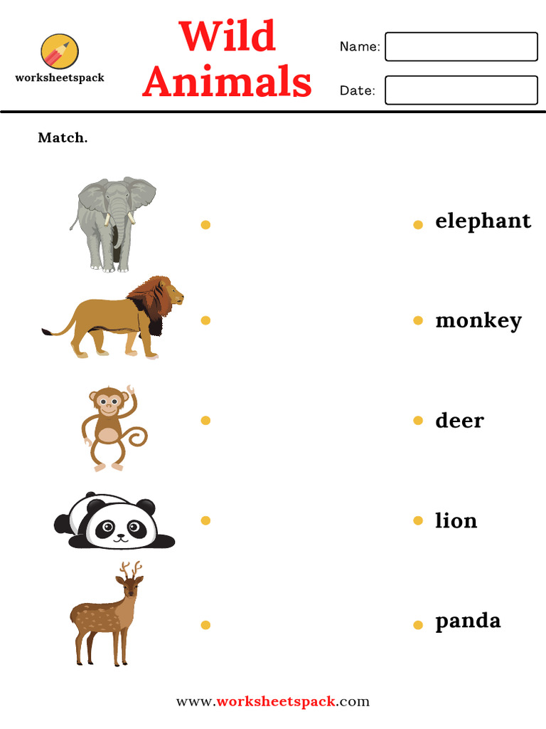 Wild Animals Worksheets | PDF