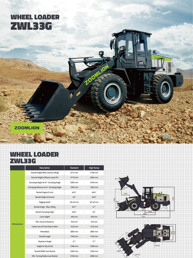 ZOOMLION ZWL33G Wheel Loader | PDF | Loader (Equipment) | Axle