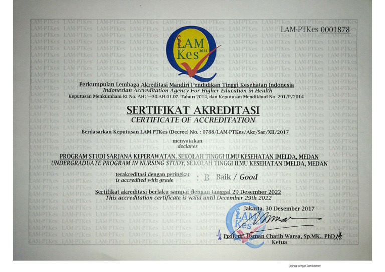 Uim - Sertifikat Akreditasi S1 Keperawatan 2017 | PDF