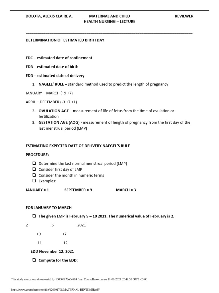 Maternal Reviewer PDF | PDF | Pregnancy | Uterus