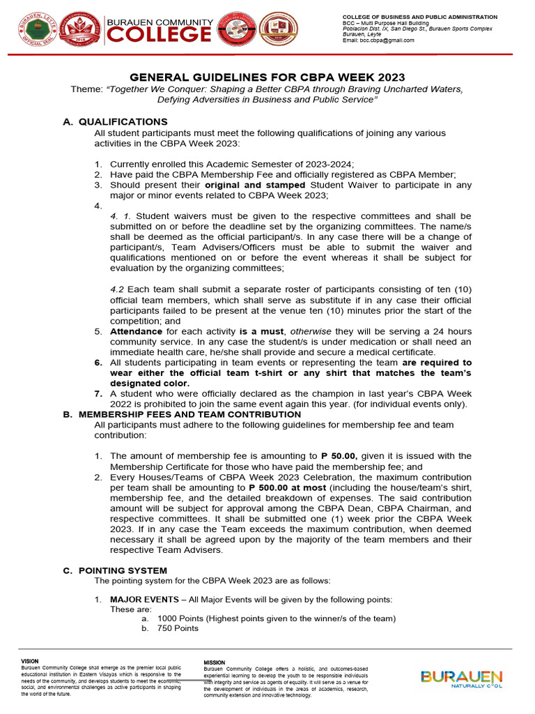 GENERAL GUIDELINES FOR CBPA WEEK 2023 Recovered | PDF
