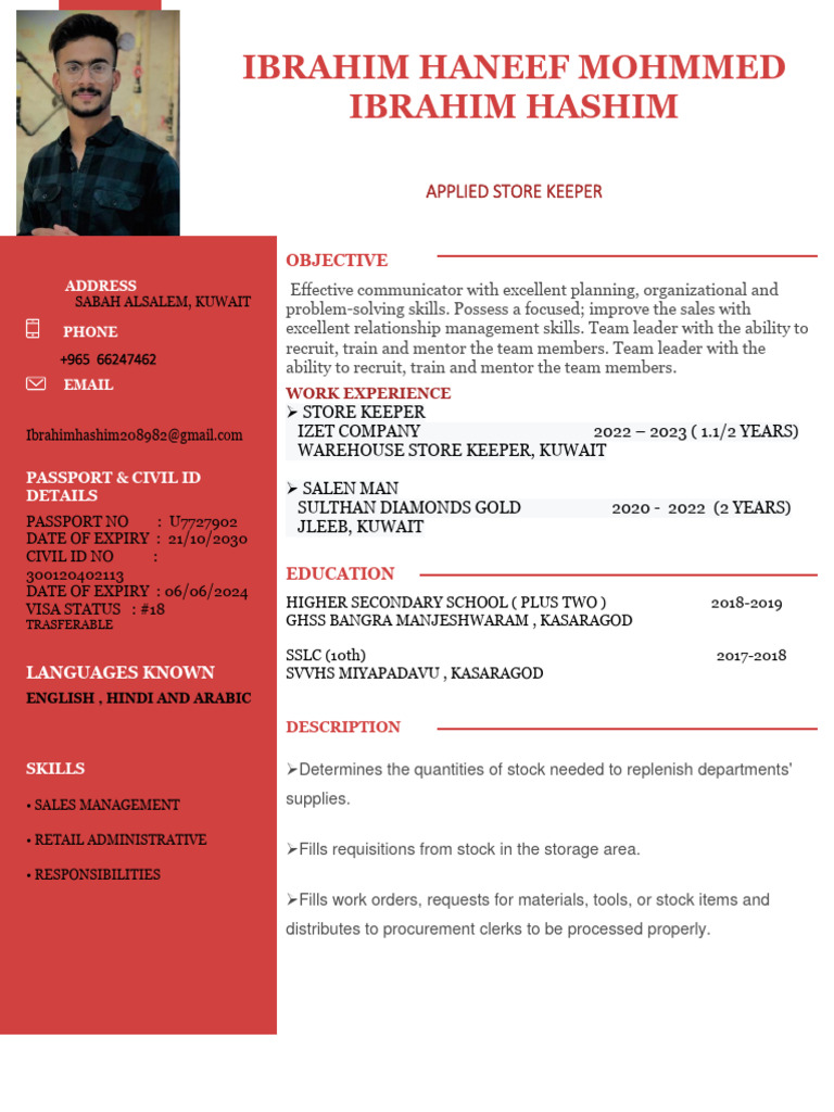 Ibrahim CV | PDF | Inventory | Warehouse