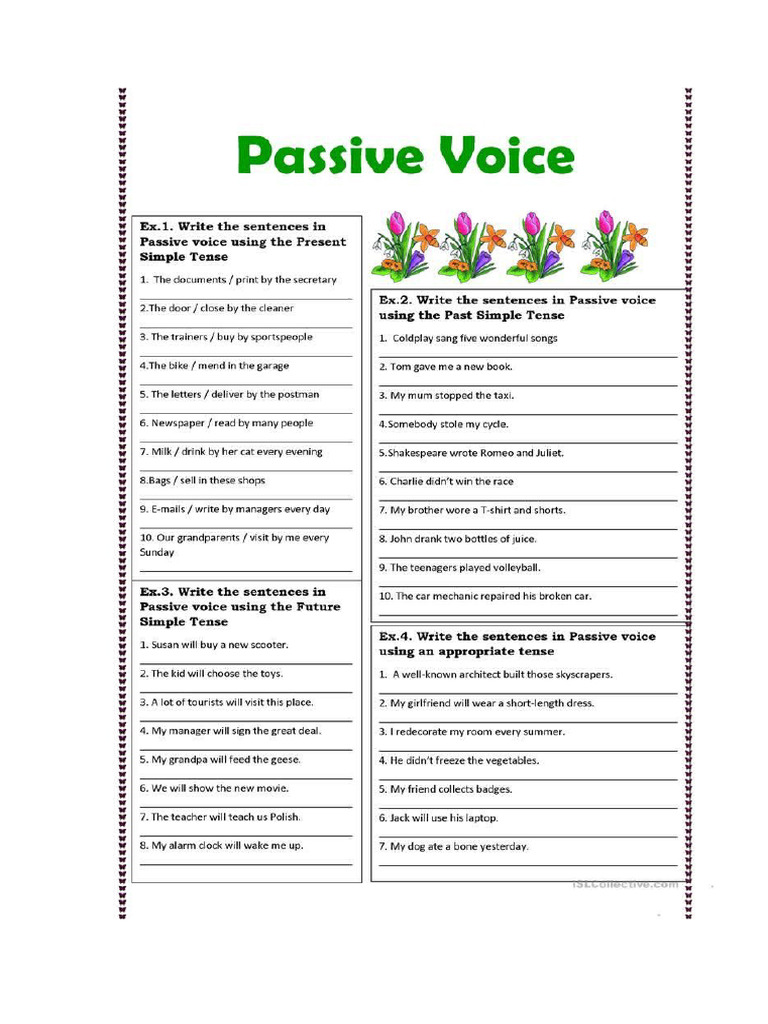 Exercises Passive Voice | PDF
