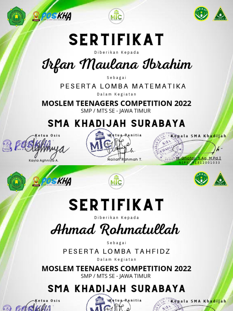 Sertifikat MTC Award 2022 | PDF