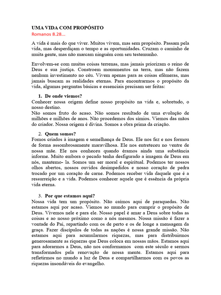 Uma Vida Com Propósito Pdf