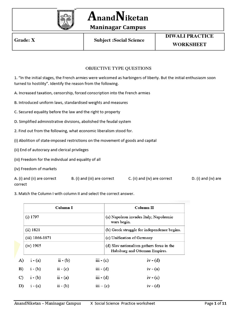SST - Grade X - Diwali Practice Worksheet-2021 | PDF | Gross Domestic Product | Soil