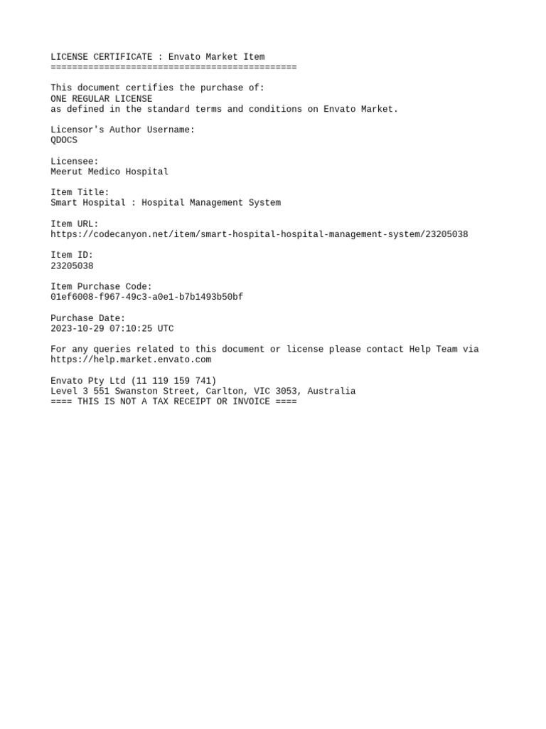 Smart Hospital Hospital Management System License | PDF | Technology ...