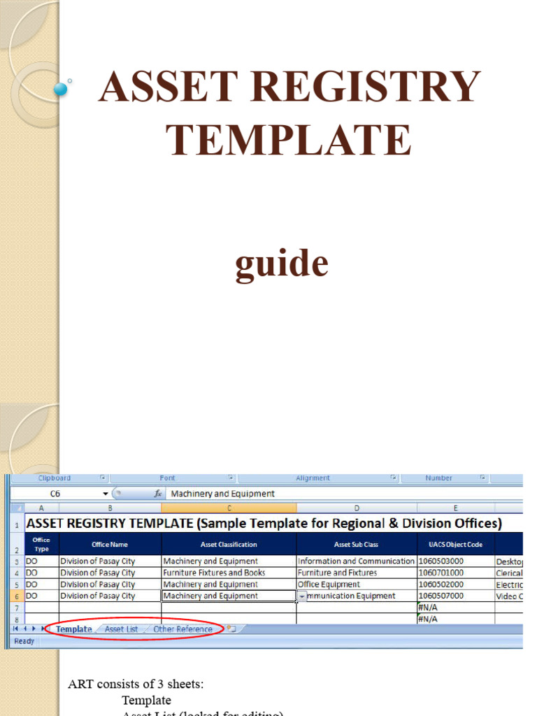 ASSET REGISTRY TEMPLATE Guide | PDF