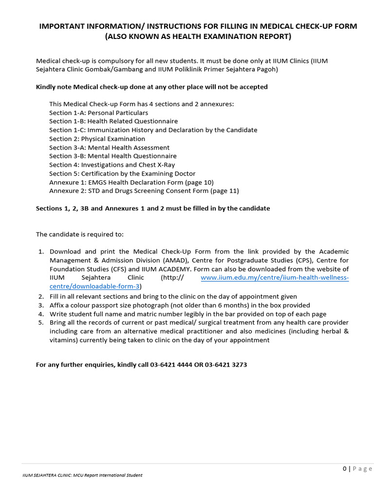 Mcu Form International Student | PDF