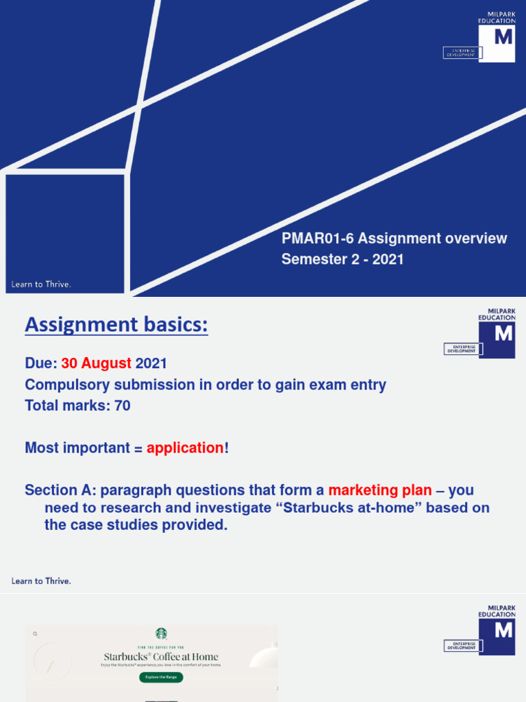 Milpark PMAR01-6 - Assignment Overview S2 - 2021 | PDF | Starbucks | Marketing