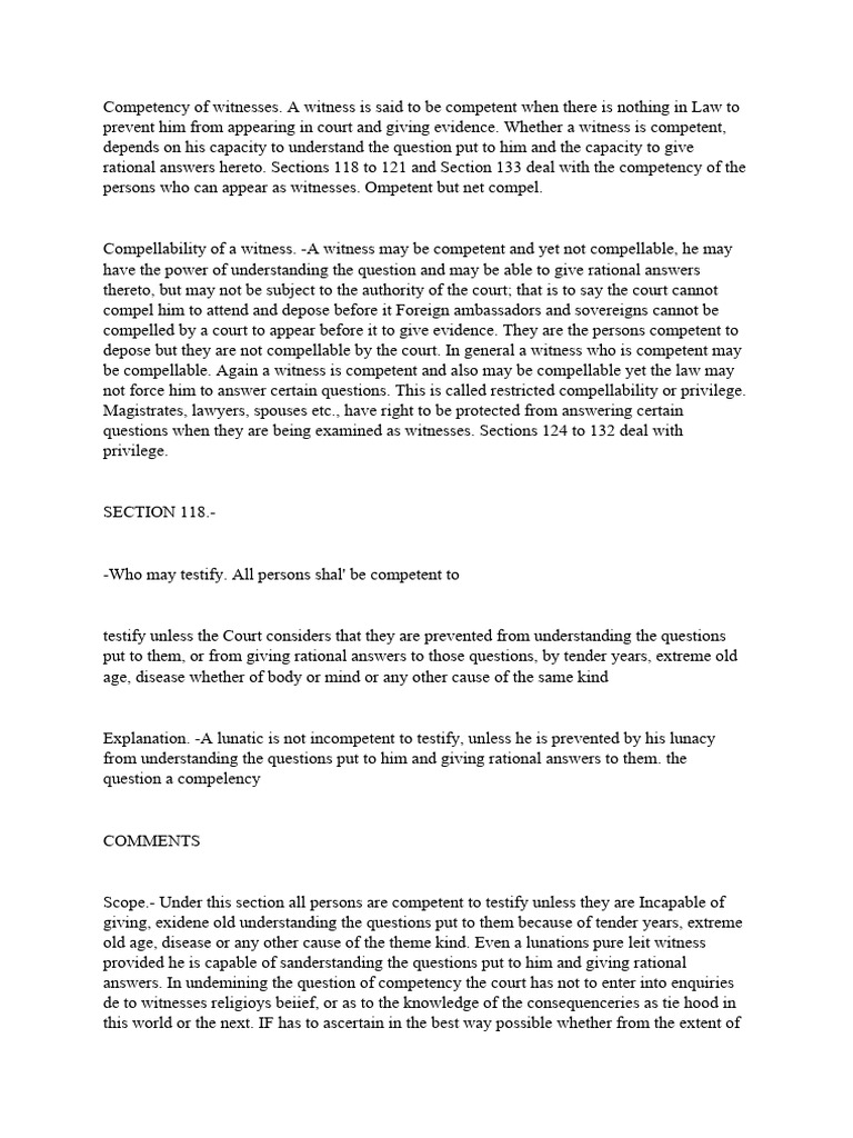 BATUK LAL NOTES - Sec 118-132 | PDF | Witness | Affidavit