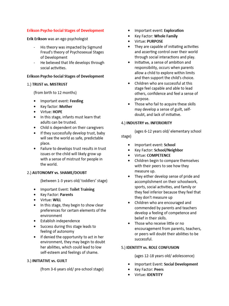 Erikson Psycho | PDF | Psychology | Behavioural Sciences