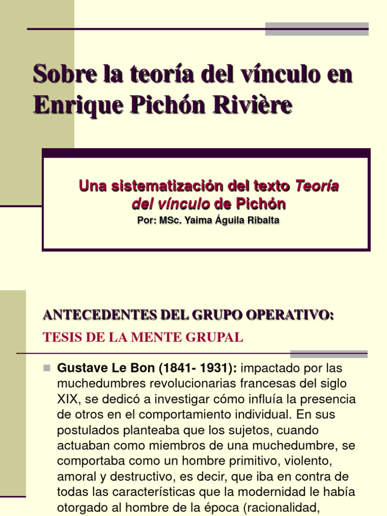 Teoría del Vínculo de Pichón Rivière | PDF | Filosofía