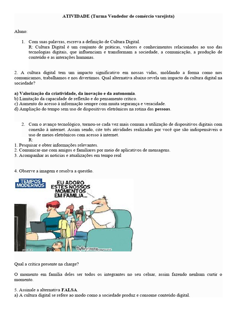 Atividade Inclusão Digital Download Grátis Pdf Internet Comunicação