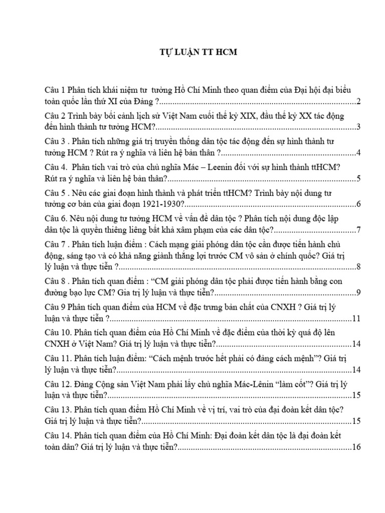 Tự luận tthcm 1 | PDF
