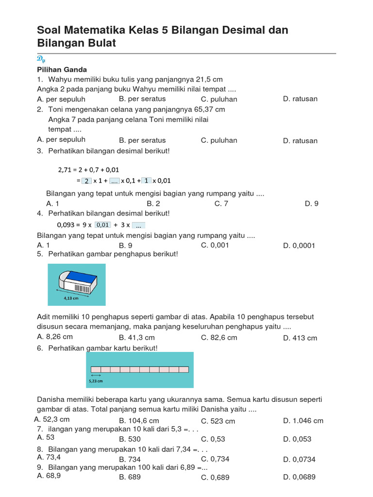 Matematika Bilangan Bulat Bilangan Desimal | PDF | Metode & Bahan Ajar | Griya & Taman