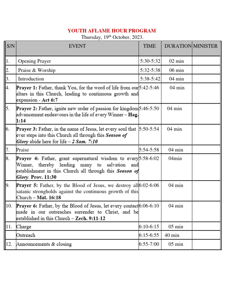 Youth Aflame Hour KAPS & Bible Study Guide 19.10.23 | PDF | Christian ...