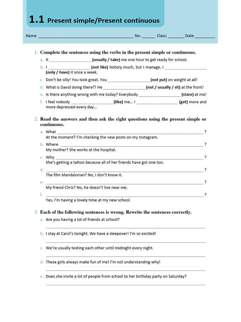 Present Simple and Continuous - Past Simple and Past Continuous | PDF