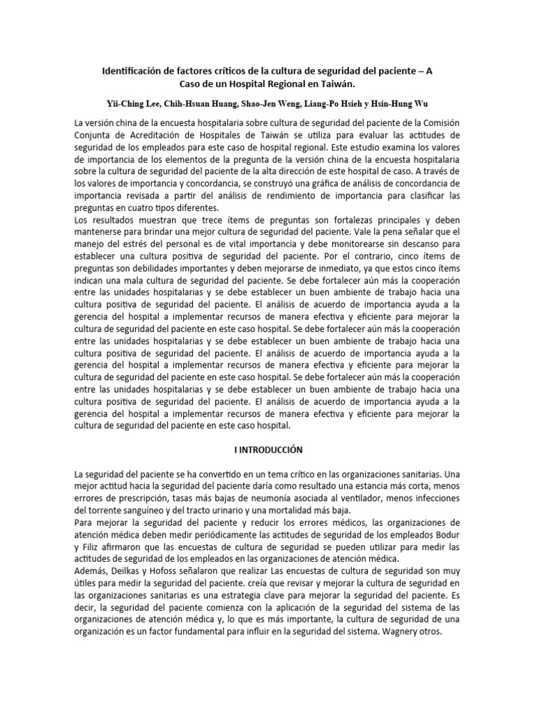 Identificación de Factores Críticos de La Cultura de Seguridad Del ... Identificación de Factores Críticos de La Cultura de Seguridad Del ...