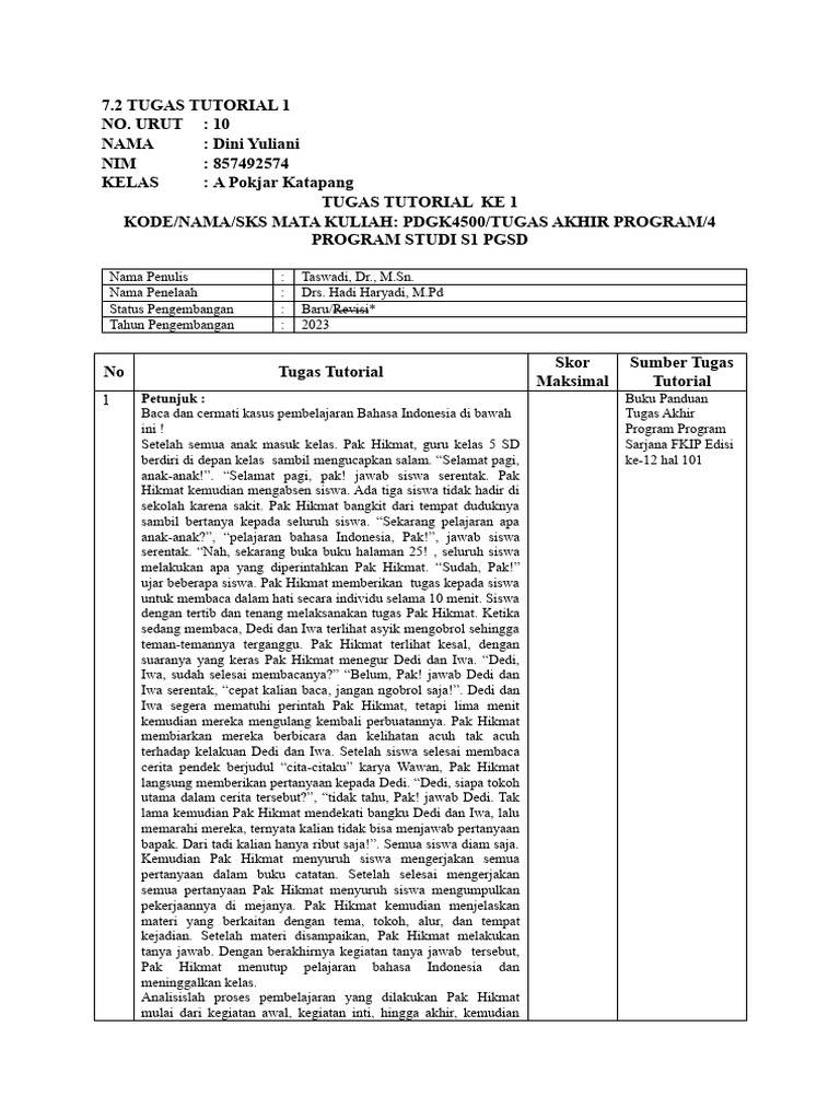 Tugas Tutorial Ke 1 | PDF