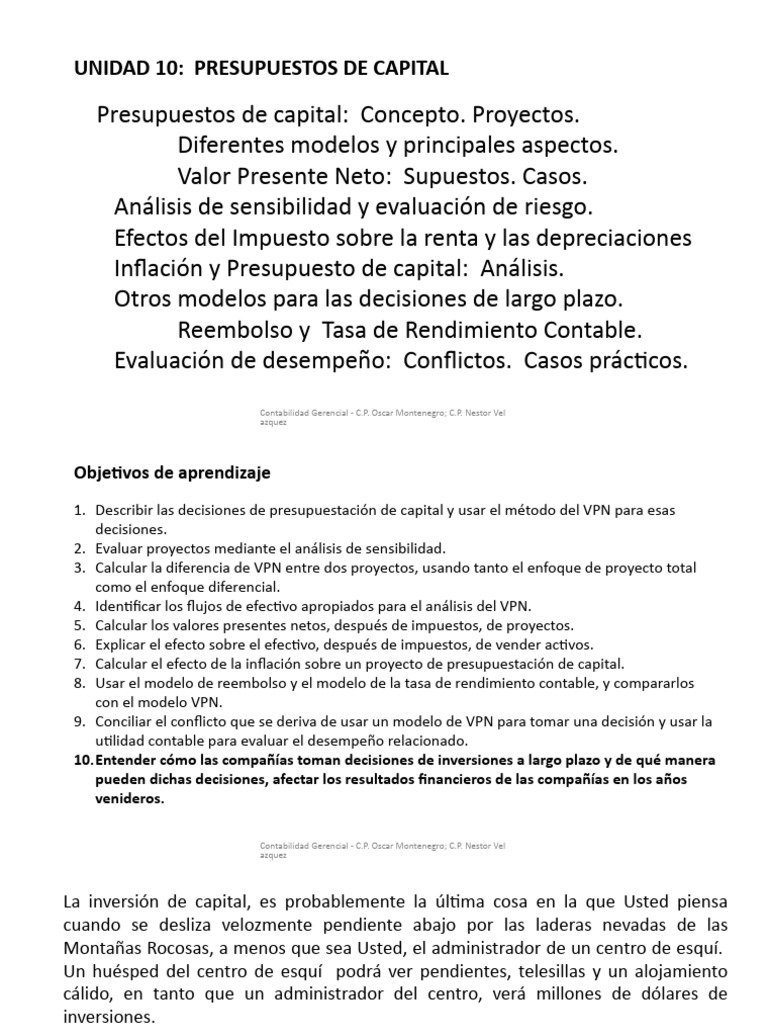 U10 - Presupuestación de Capital | PDF