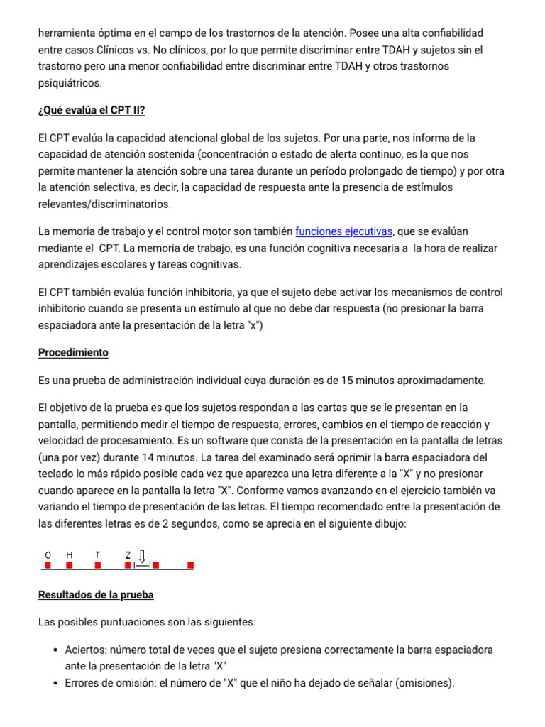 CPT-II - Instrumento de Evaluación de La Atención y Concentración | PDF