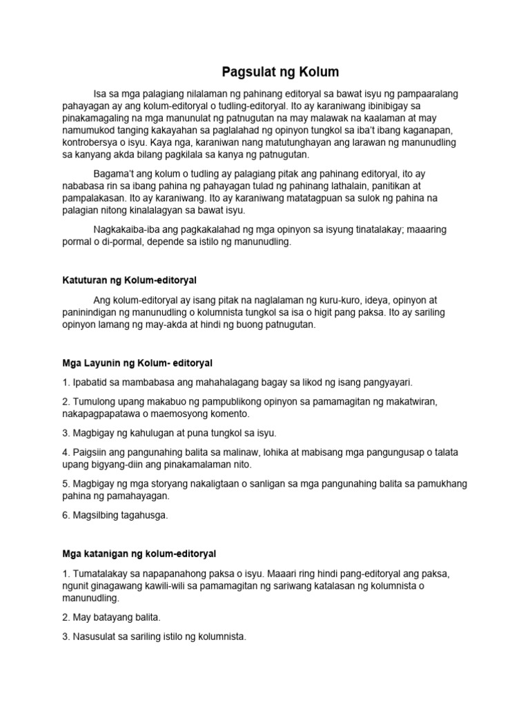 Pagsulat ng Kolum | PDF