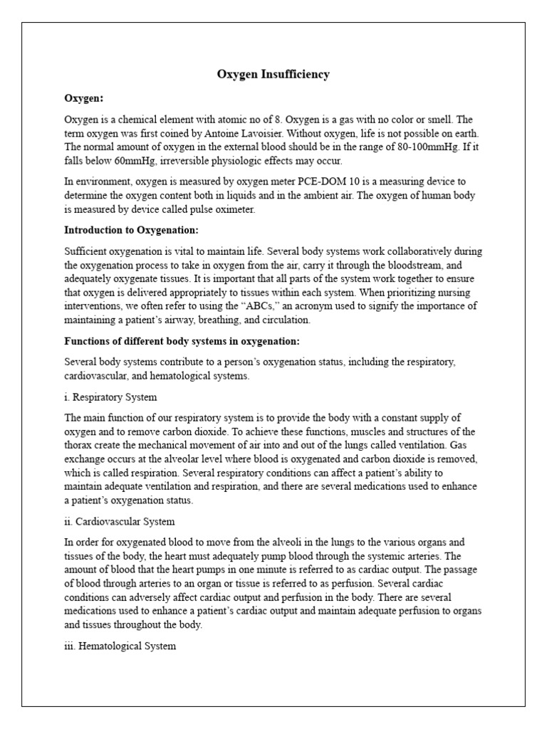 Oxygen administration and Insufficiency | PDF