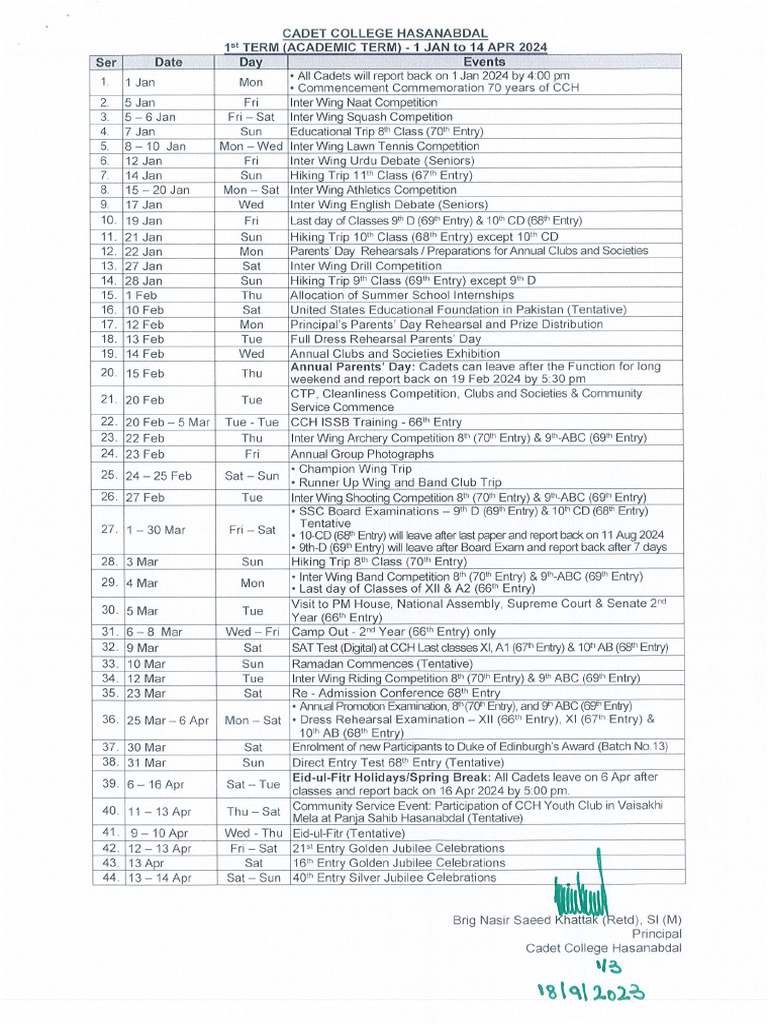 CCH Calendar of Events - 3 Terms 2024 | PDF