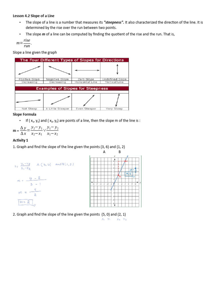 Lesson 4.2 Slope of A Line | PDF