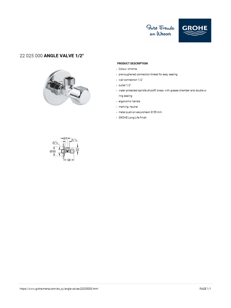 GROHE Specification Sheet 22025000 | PDF