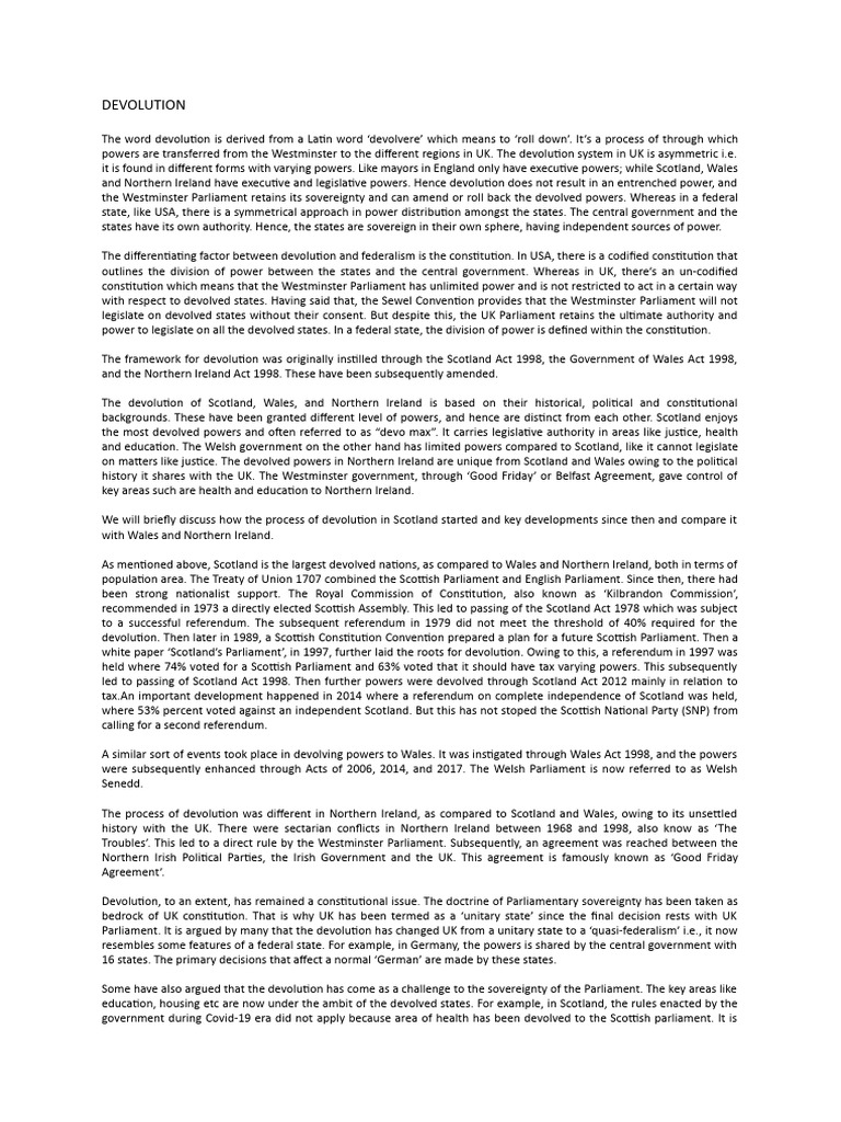 Devolution | PDF | Scotland | Parliament Of The United Kingdom
